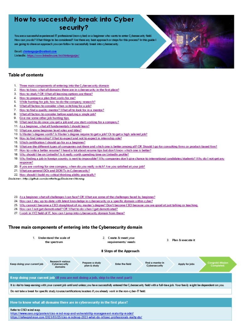 Cybersecurity Roadmap For A Beginner | PDF | Computer Network | Mentorship