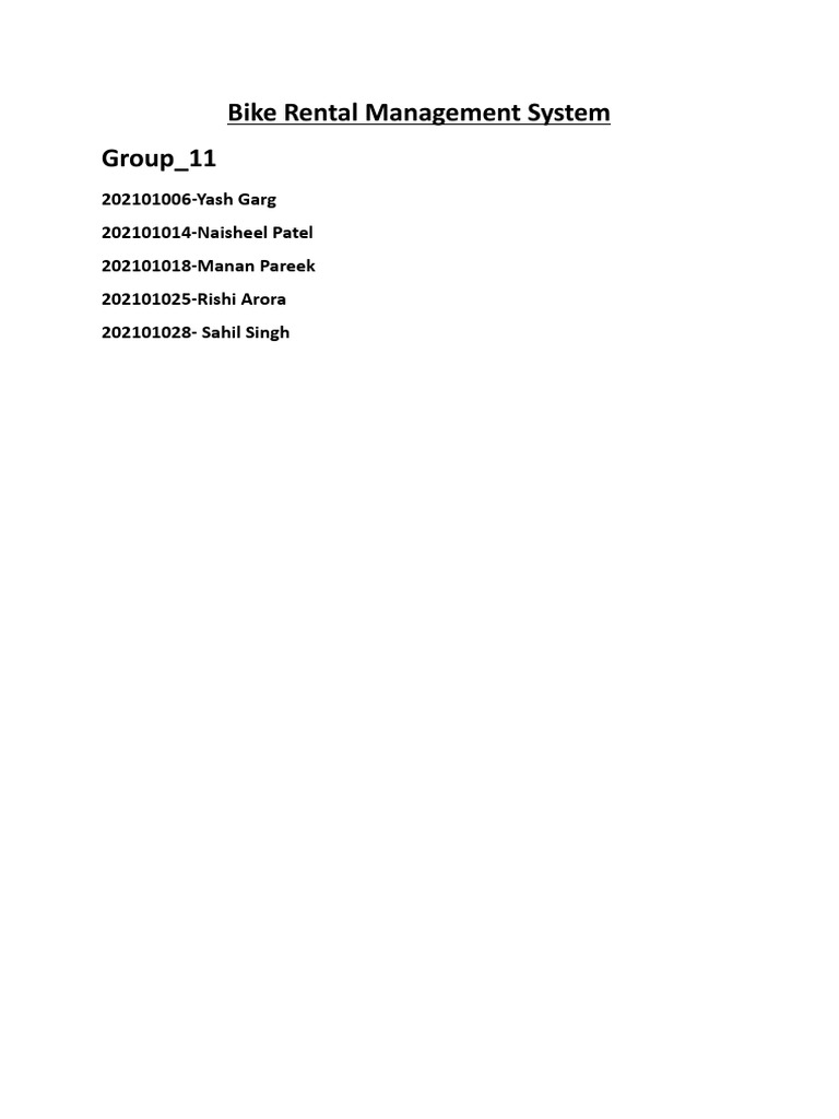 Bike Rental Management System | PDF | Software Design | Data Model