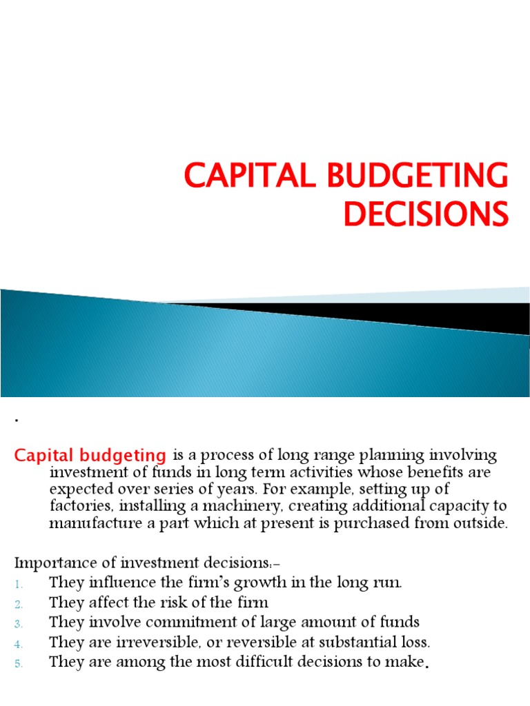Time Value of Money &capital Budgeting Decisions | PDF | Capital ...