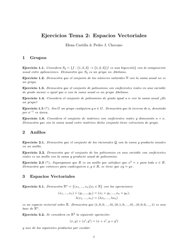 Ejercicios | PDF | Vector Euclidiano | Espacio vectorial