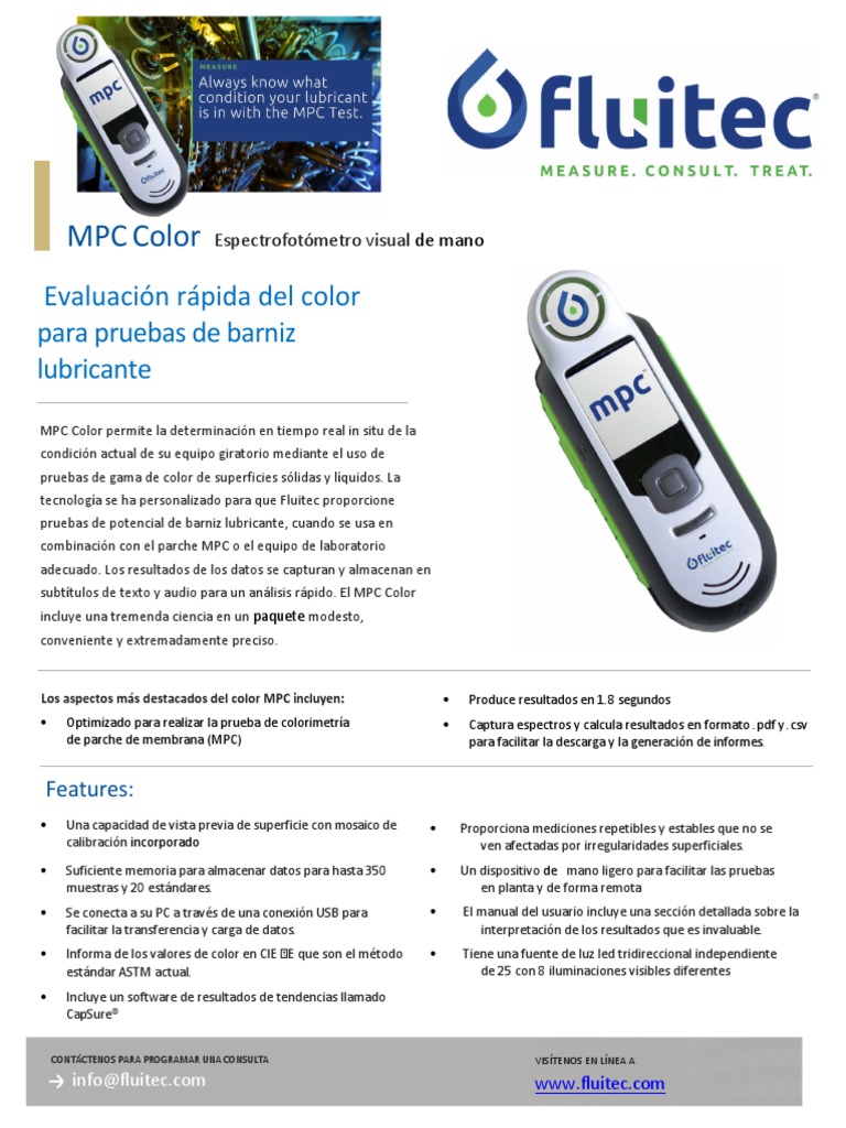 Fluitec Brochure MPC Spanish | PDF | Color | Diodo emisor de luz