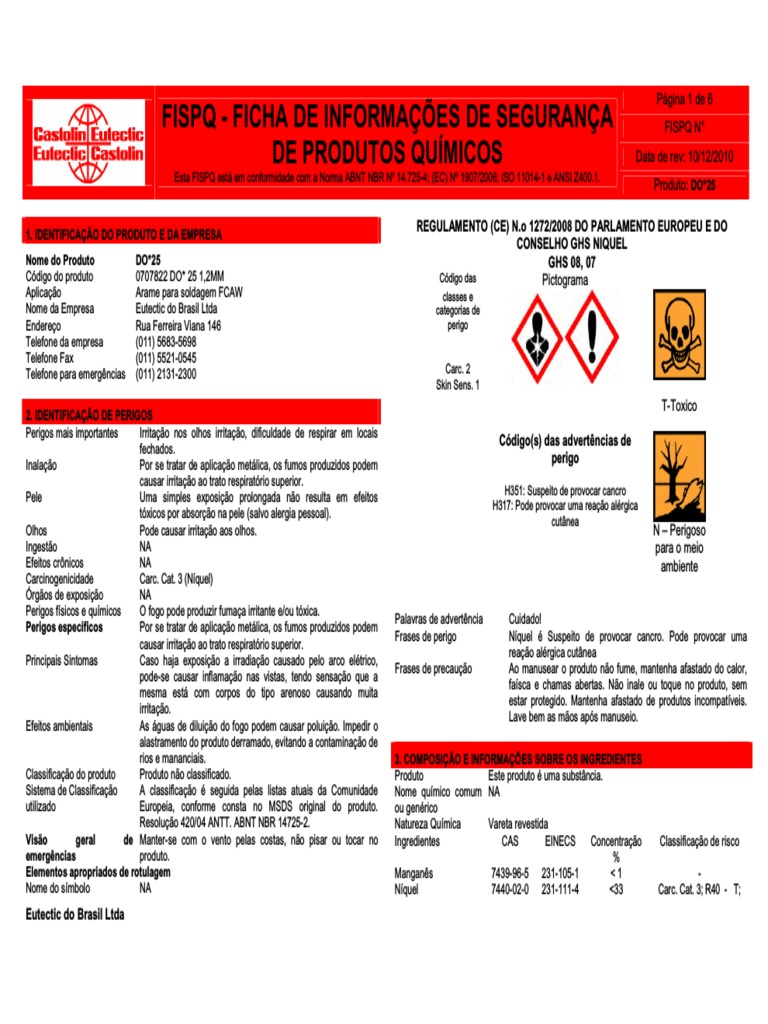 Fispq - Ficha de Informações de Segurança de Produtos Químicos | PDF ...