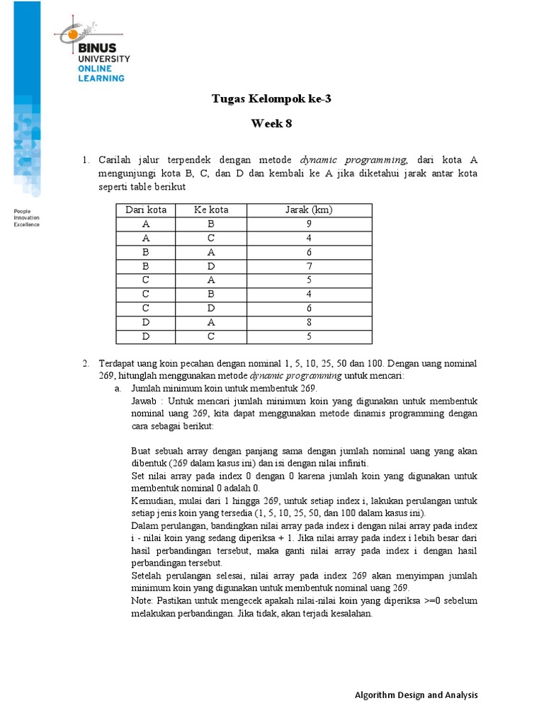 Metode Dynamic Programming untuk Jalur dan Koin | PDF