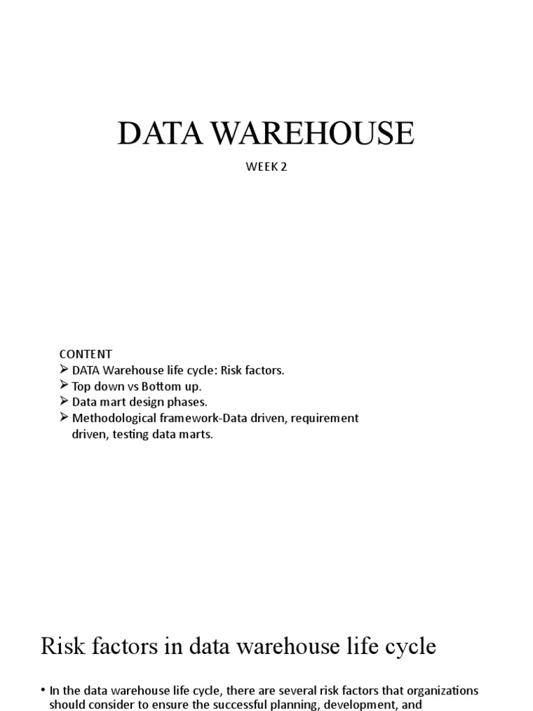 Data Warehouse Week 2 | PDF | Data Warehouse | Warehouse