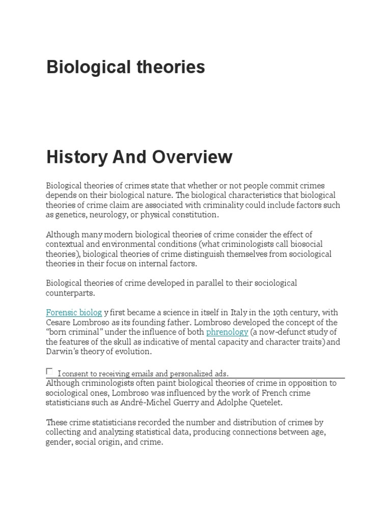 Biological Theories | PDF | Psychopathy | Criminology