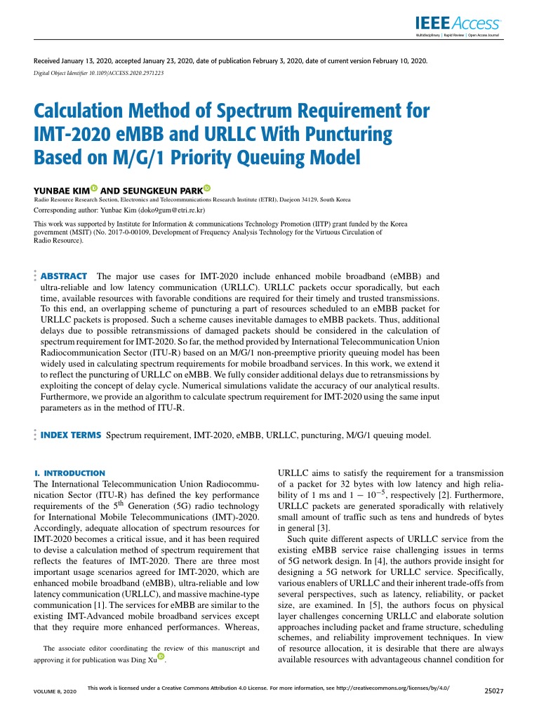 Calculation Method of Spectrum Requirement For IMT-2020 eMBB and URLLC ... Calculation Method of Spectrum Requirement For IMT-2020 eMBB and URLLC ...