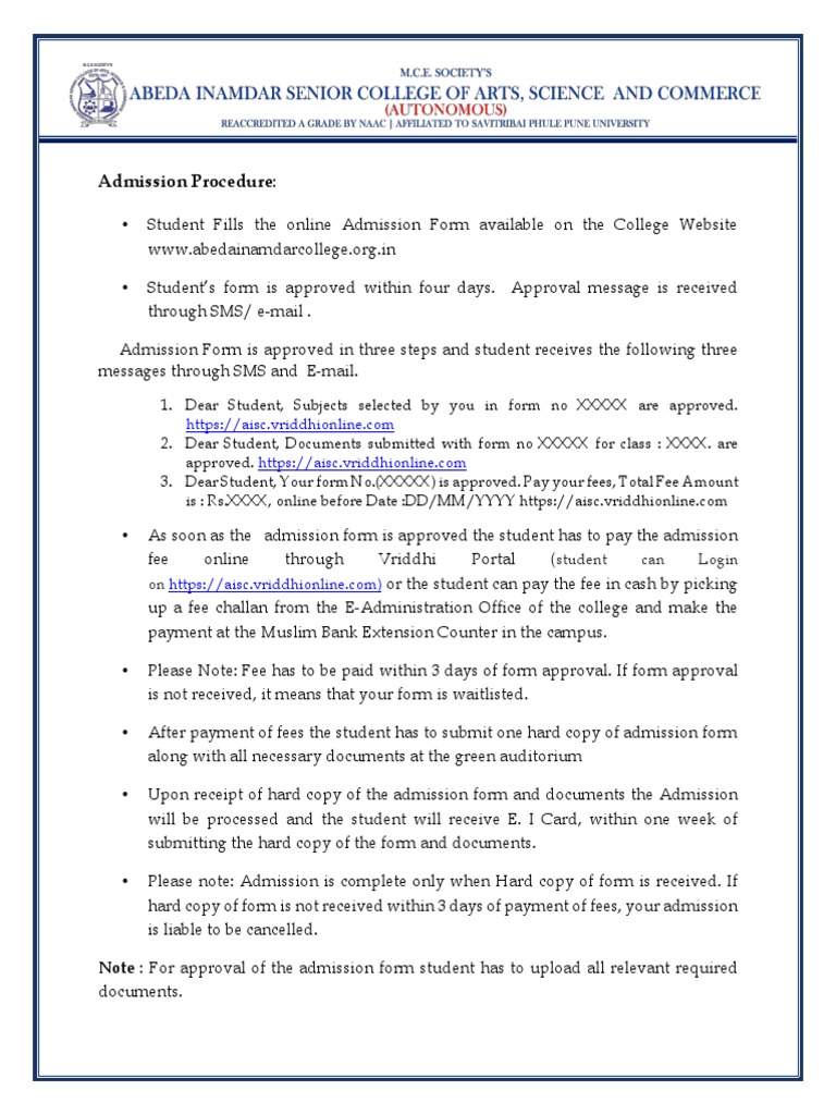 Admission Process | PDF