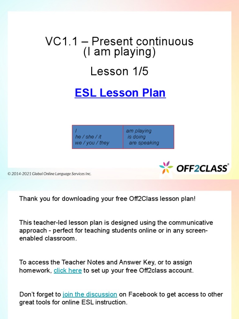 VC1.1 Present Continuous.01 | PDF