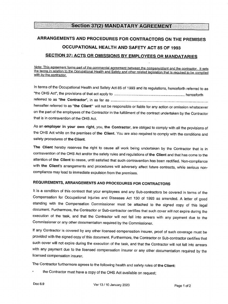 Section 37 (2) Agreement | PDF