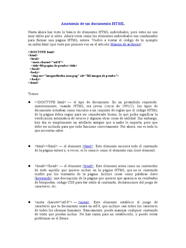 Anatomía de Un Documento HTML | PDF | Hipervínculo | Script Java