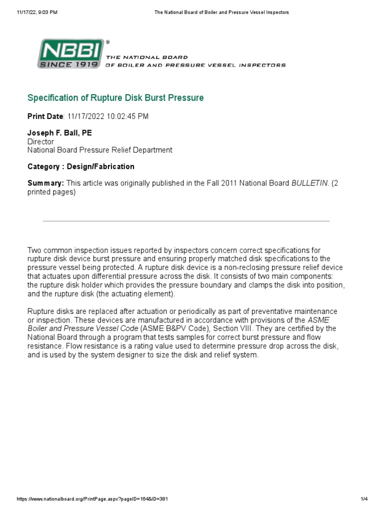 NB Case Study On Rupture Disks - Original | PDF | Pressure | Temperature