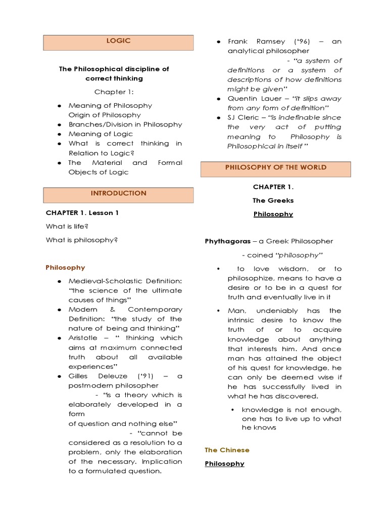 Logic Lessons Notes | PDF | Logic | Idea