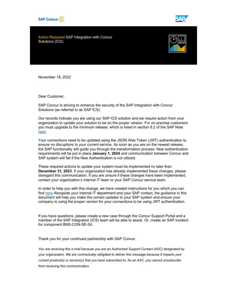 Update Required: SAP Concur ICS Security | PDF