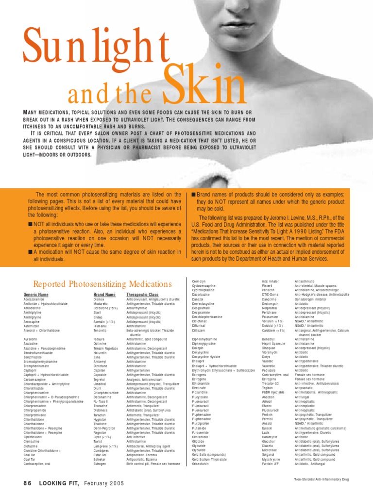 Photosensitizing Medications List | PDF