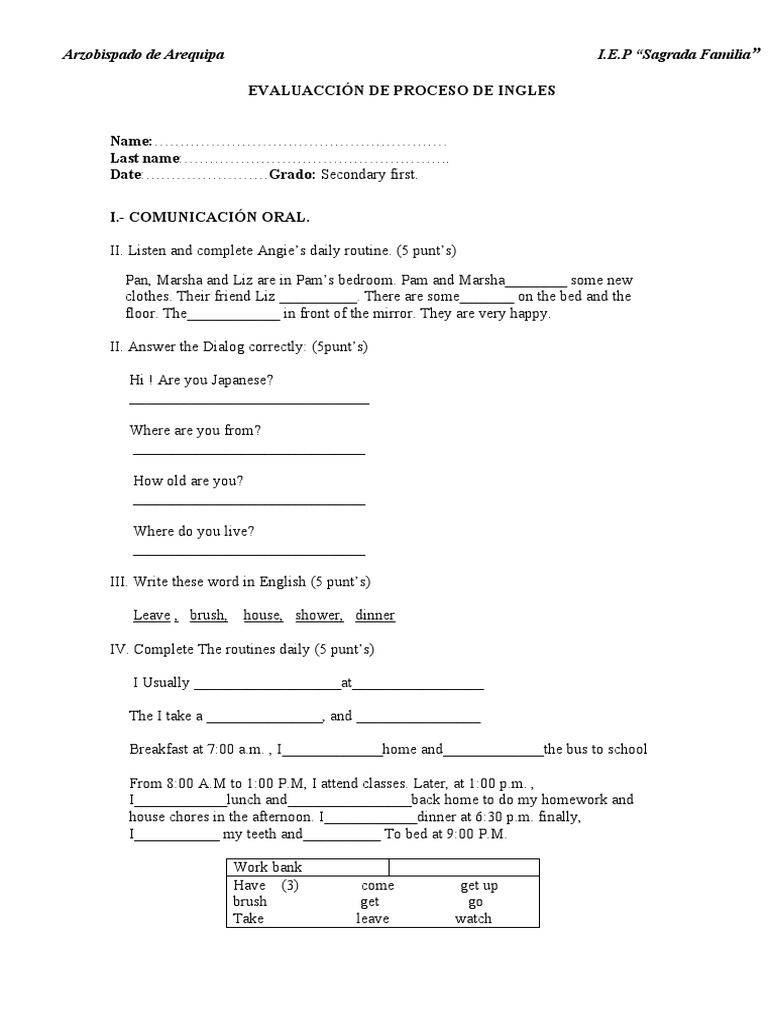 Examen Ingles | PDF | Grammar | Linguistics