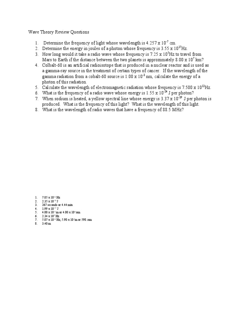 Wave Theory Review Questions | PDF