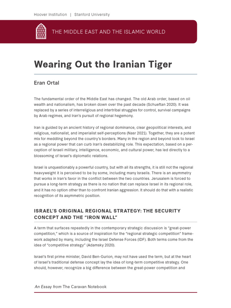 Wearing Out The Iranian Tiger | PDF | Israel | World Politics