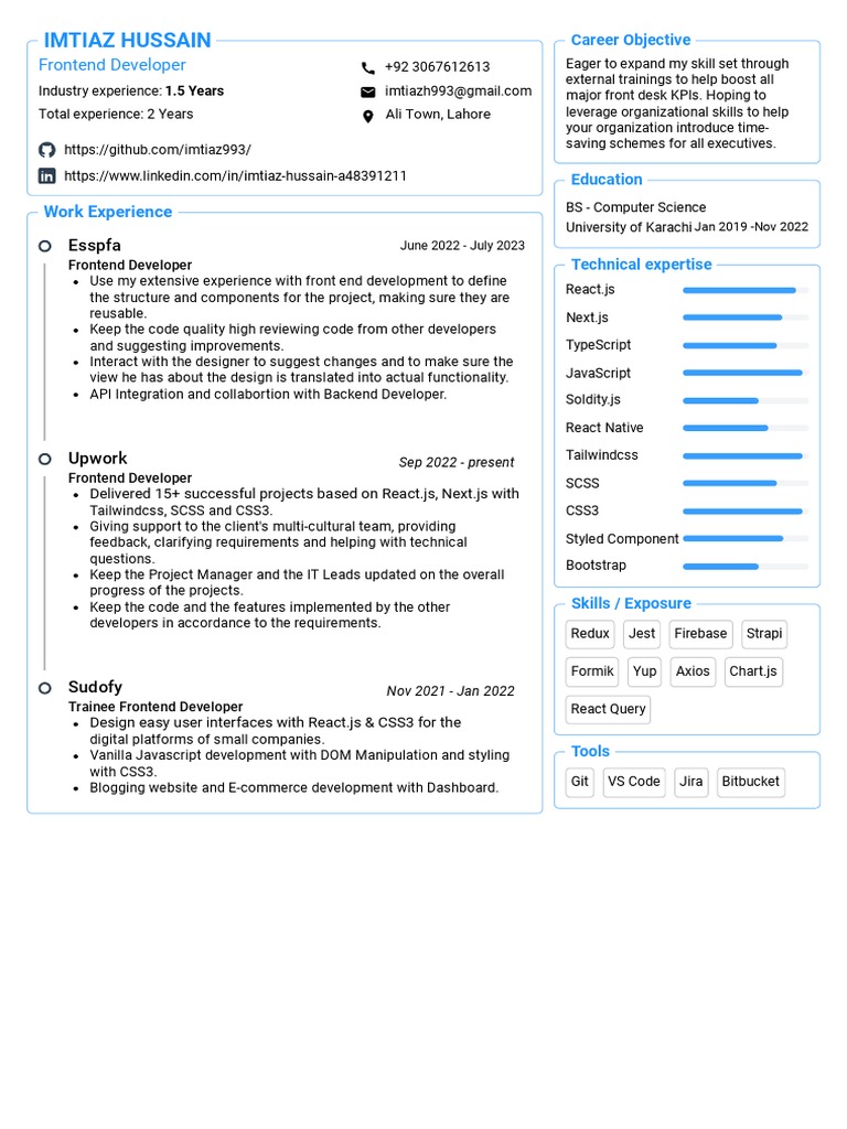 Imtiaz's Resume | PDF | Software Development | Computer Programming