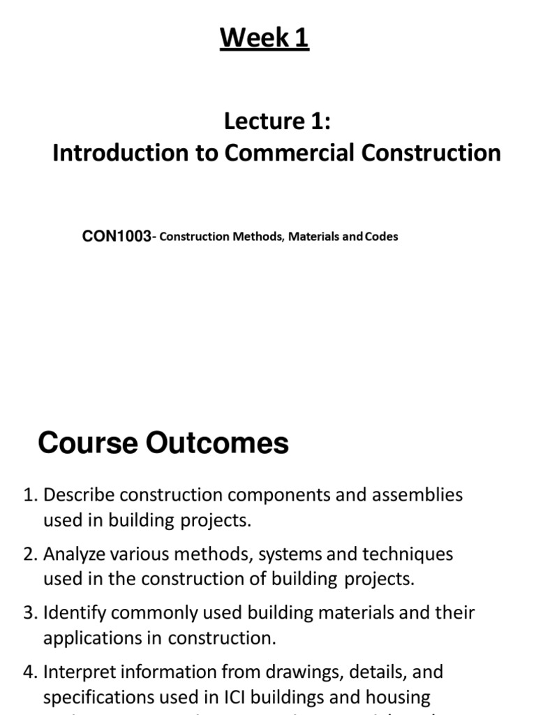 Lecture 1 Introduction To Commercial Construction | PDF | Construction ...