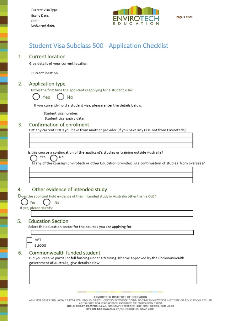 Student Form 500 Visa Checklist Pdf Travel Visa Passport