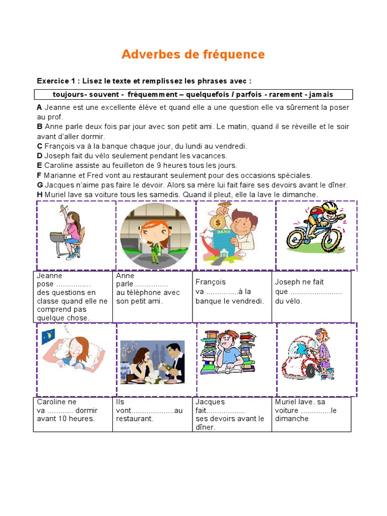 A1 A2 Adverbes de Frequence Exercice Grammatical | PDF