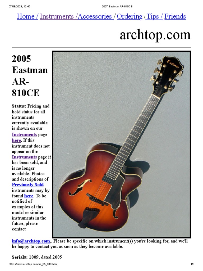 2007 Eastman AR-810CE | PDF | Guitars | Chordophones