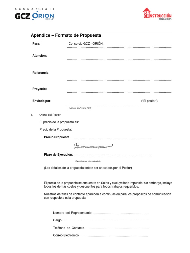 Anexo 06 - Formato de Propuesta | PDF