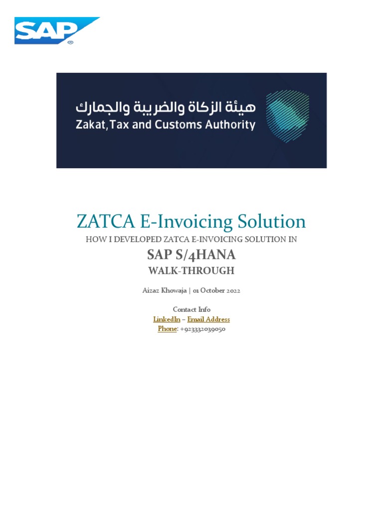 ZATCA E-Invoicing Customized Solution in SAP ECC - S4HANA | PDF | Web ...