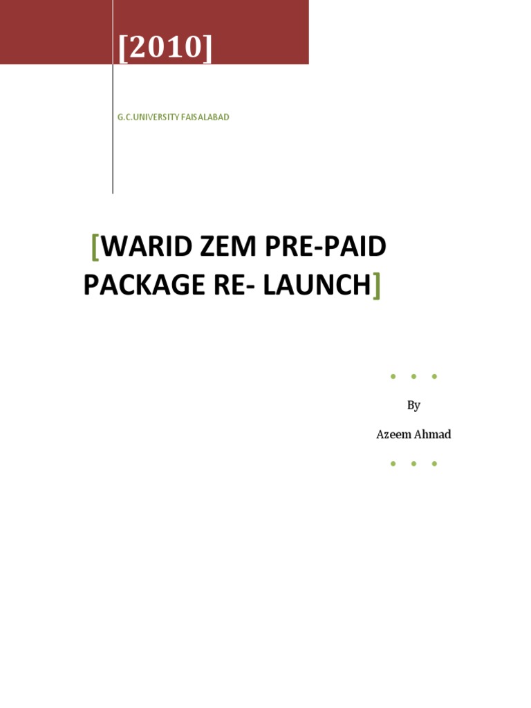 Warid Old Project | PDF | Marketing | Brand