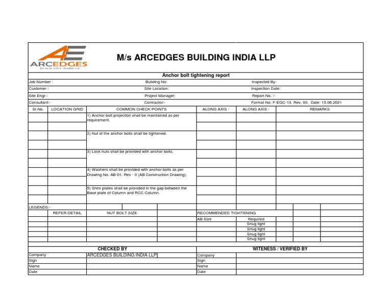 F-EQC-12 Bottom Liner Inspection Report | PDF | Manufactured Goods ...