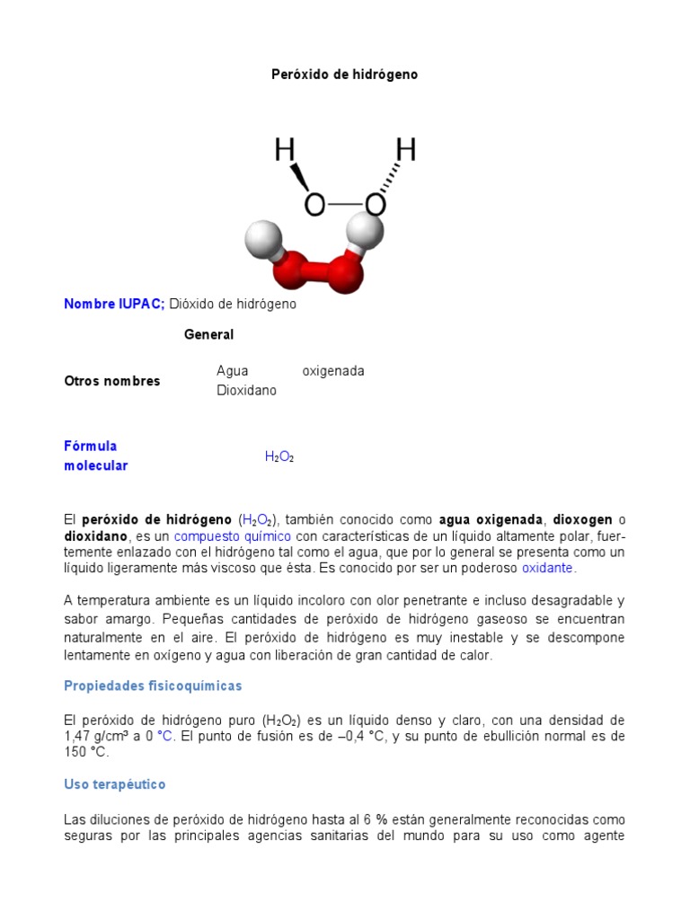 Propiedades y Usos del Peróxido de Hidrógeno | PDF | Peróxido de ...