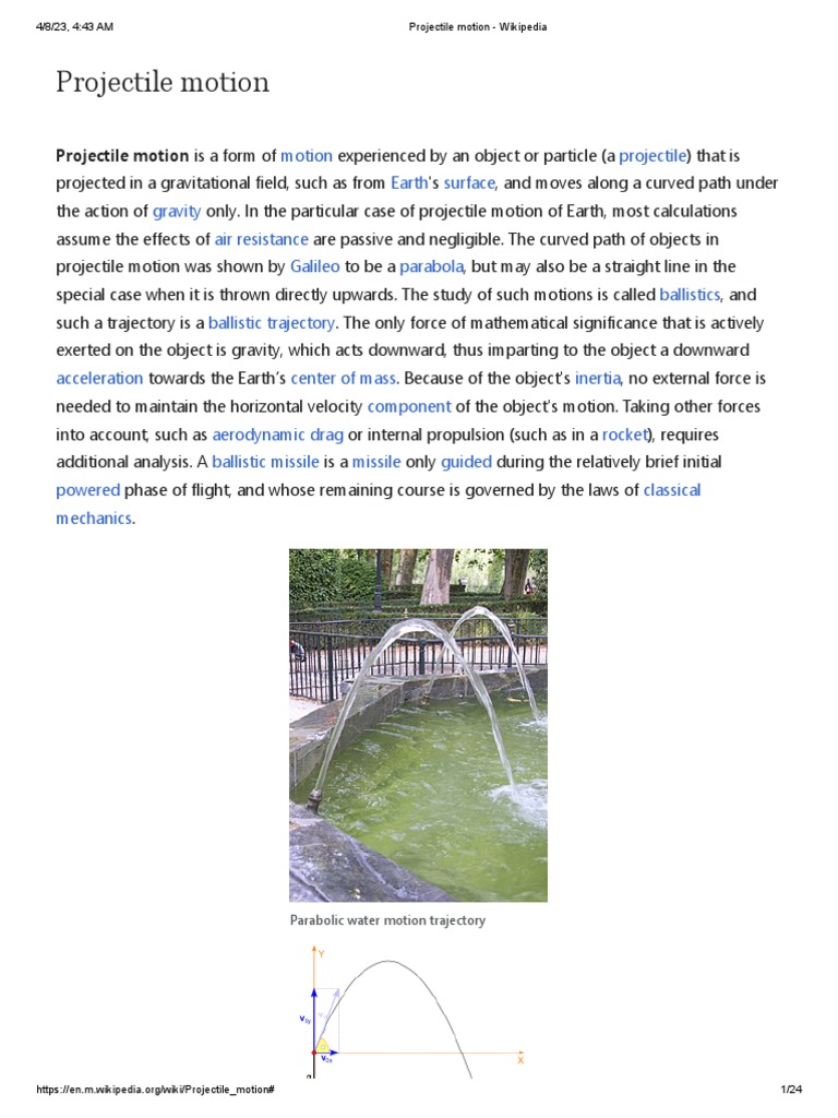 Projectile Motion - Wikipedia | PDF | Physical Quantities | Mechanical ... Projectile Motion - Wikipedia | PDF | Physical Quantities | Mechanical ...