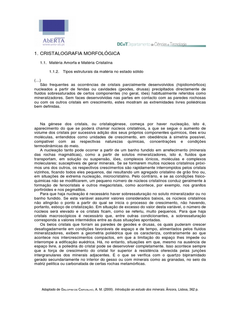 Cristalografia: Estruturas e Sistemas | PDF