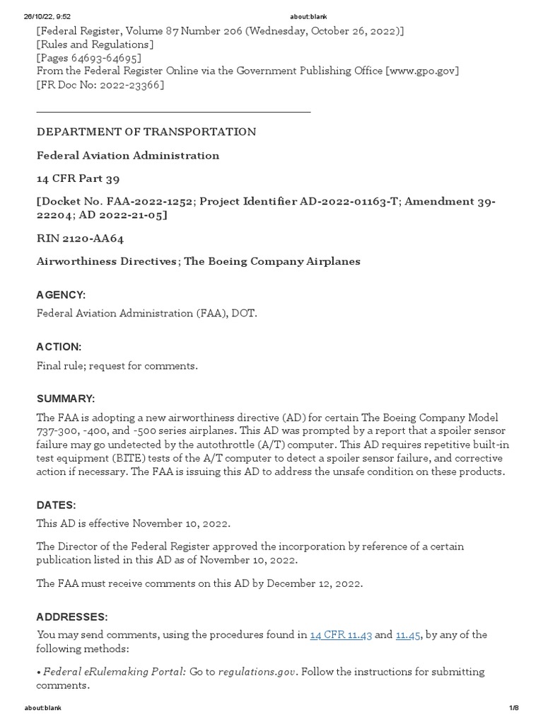Ad 2022-21-05 | PDF | Federal Aviation Administration | Rulemaking