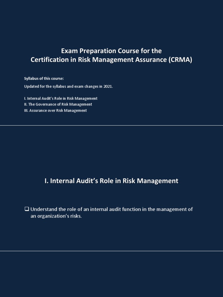 Certification in Risk Management Assurance - Key Exam Areas | PDF ...