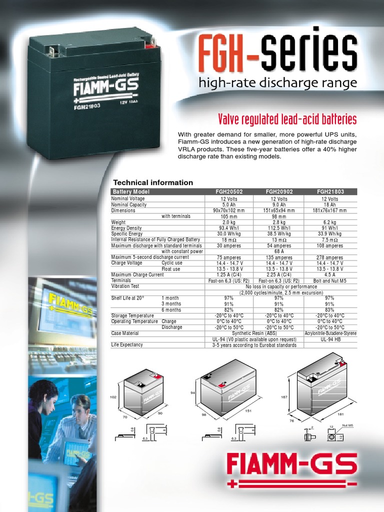 Fiamm-GS High-Rate VRLA Batteries | PDF | Electric Power | Electricity