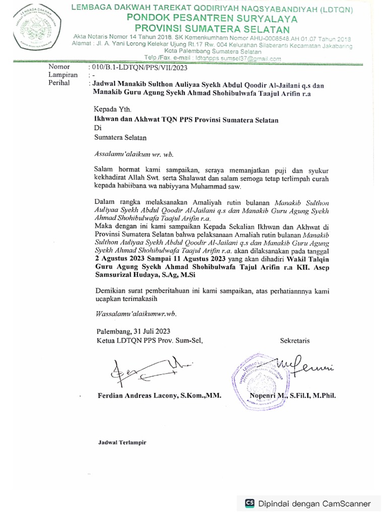 Jadwal Manakib Bulan Muharram. | PDF