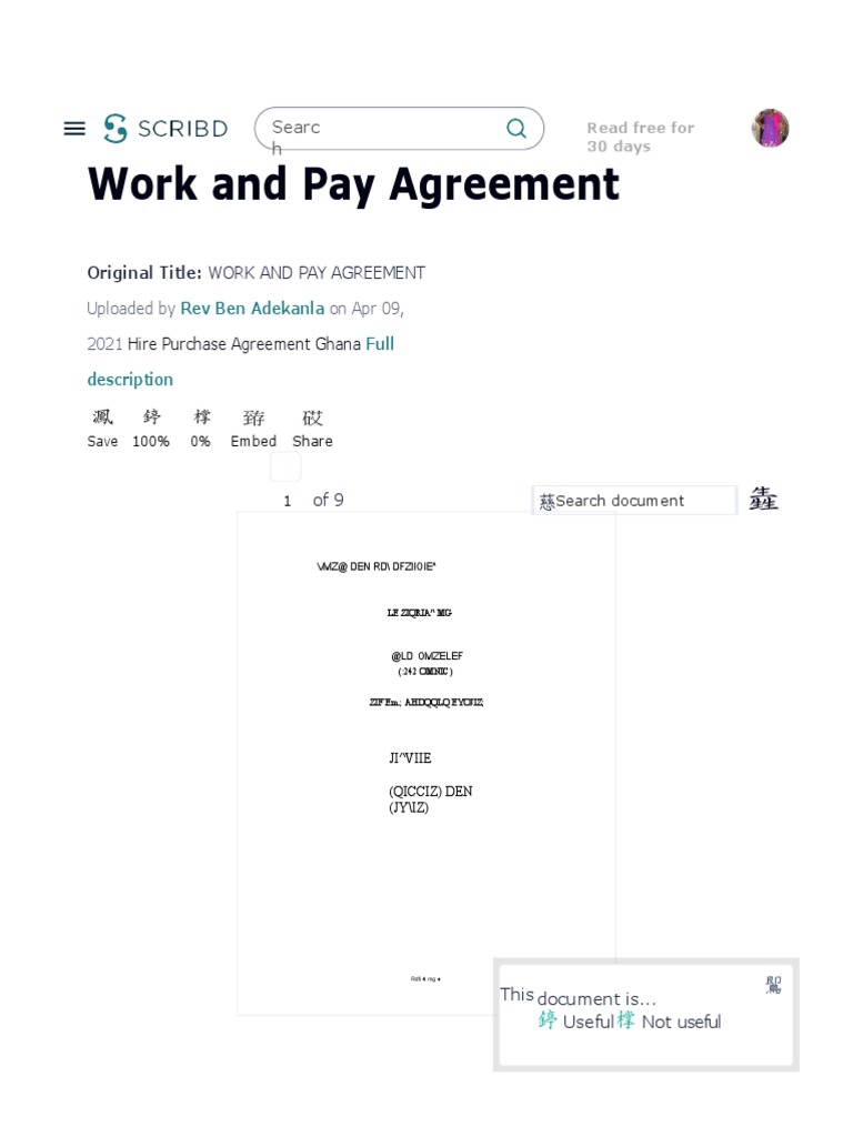Work and Pay Agreement - PDF - Breach of Contract - Insurance | PDF