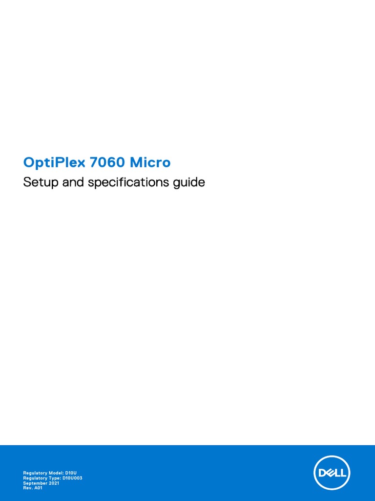 Dell OptiPlex 7060 Micro Setup and Specifications Guide | PDF | Bios | Usb