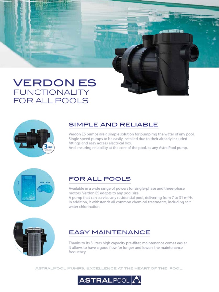 Verdon ES Pool Pump Overview | PDF