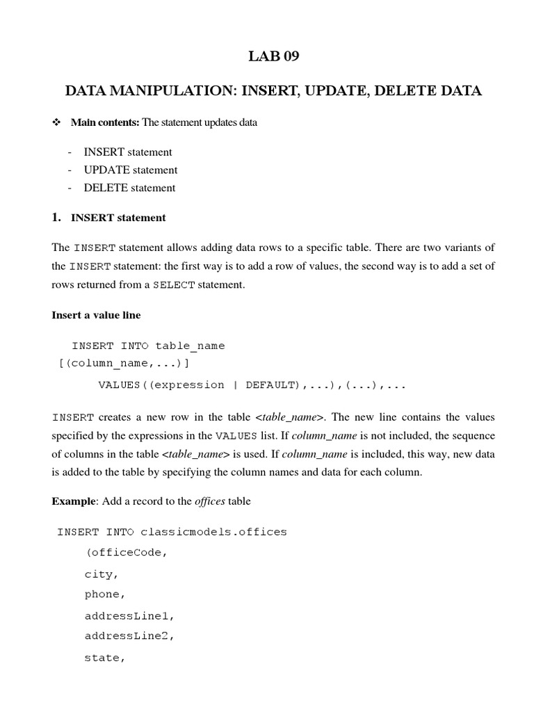 Lab09 Mysql | PDF | Data | Information Retrieval Lab09 Mysql | PDF | Data | Information Retrieval