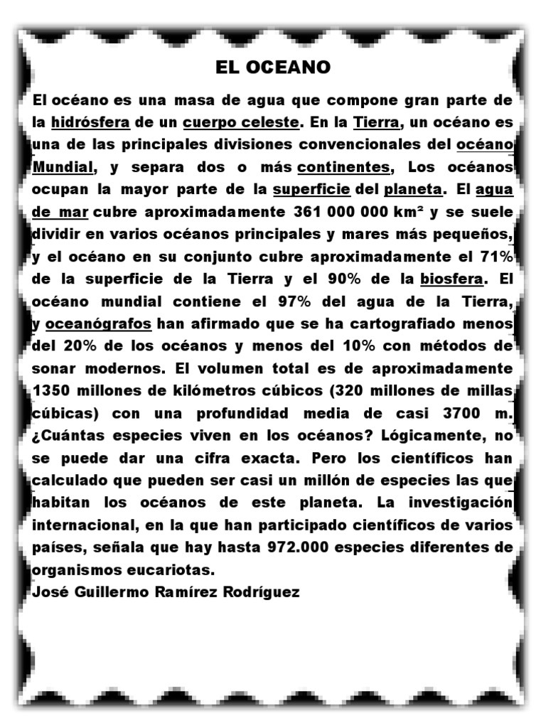 Características del océano y su biodiversidad | PDF