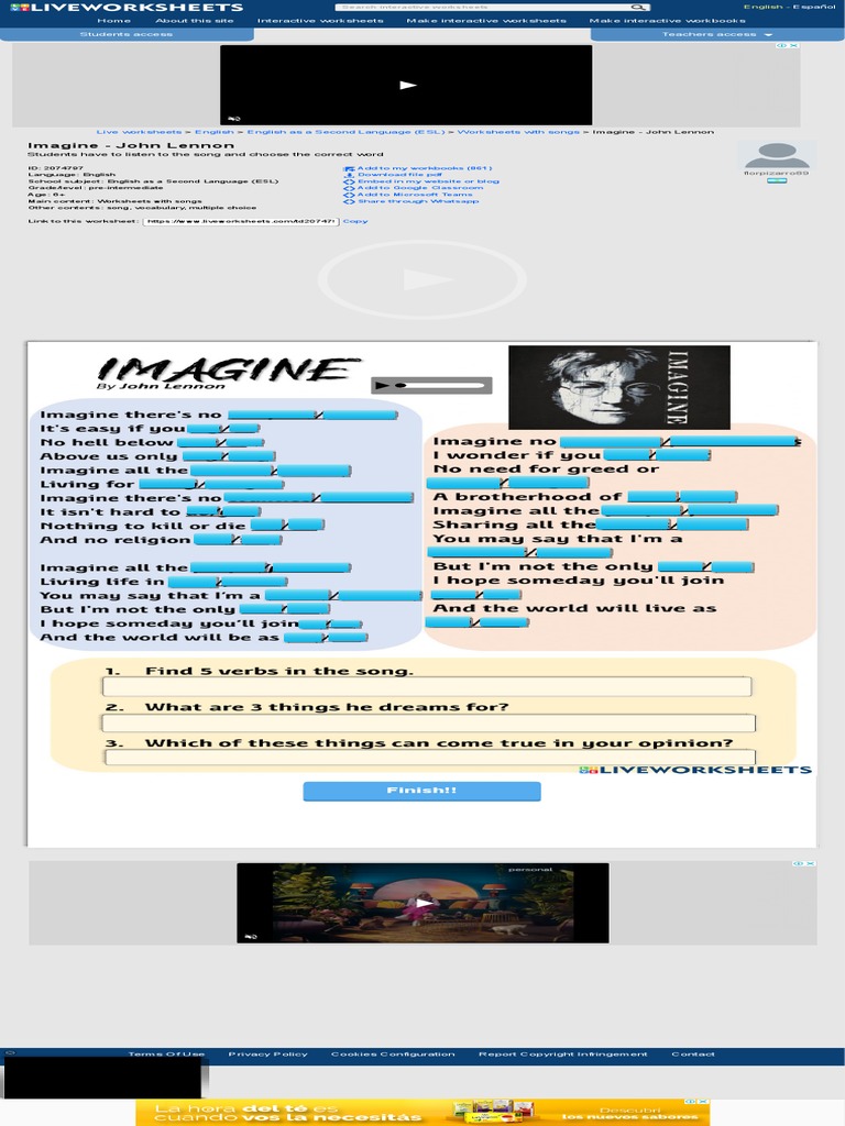 Imagine - John Lennon Online Activity | PDF