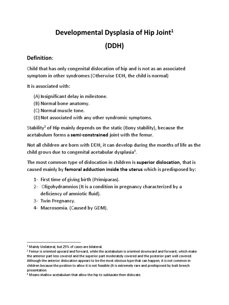 Developmental Dysplasia of Hip Joint (DDH) | PDF | Hip | Anatomical Terms Of Motion