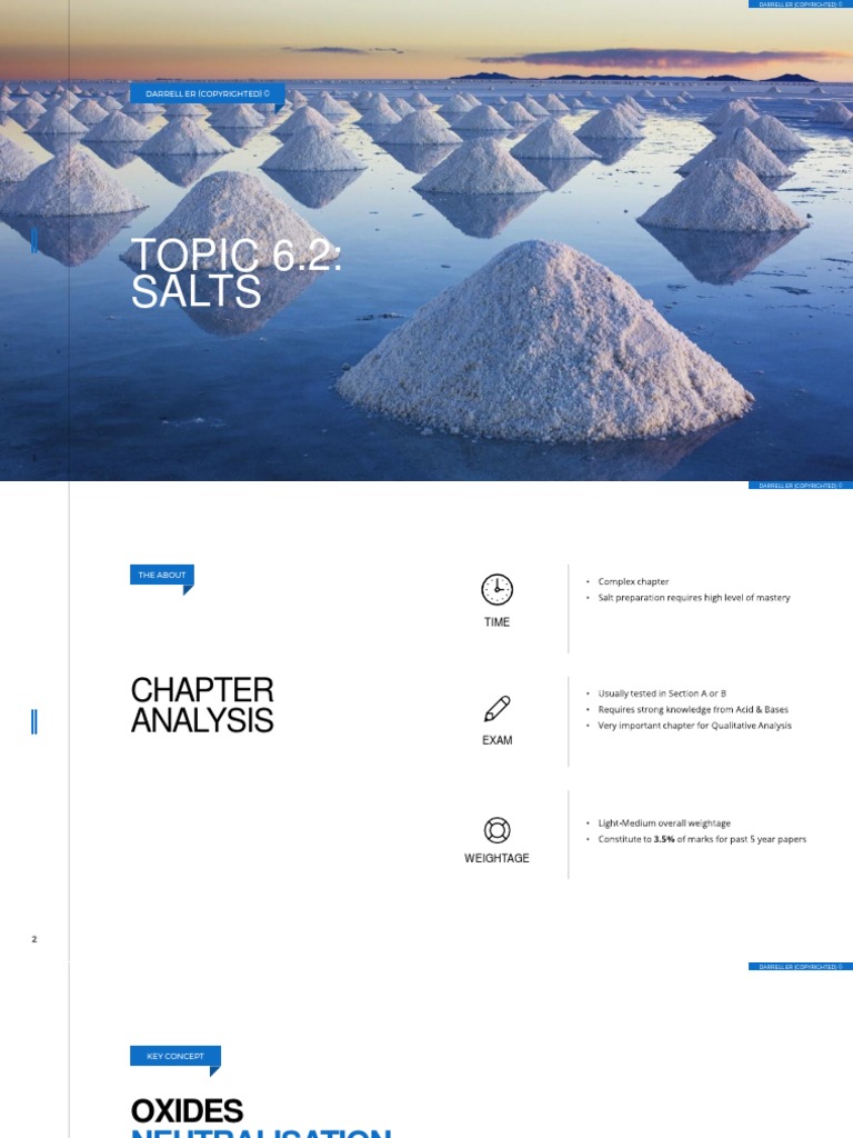 (CHEM CS) Chapter 6.2 - Salts | PDF