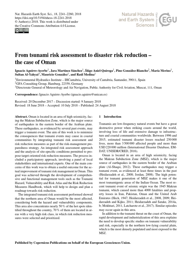 From Tsunami Risk Assessment To Disaster Risk Redu | PDF | Risk | Hazards