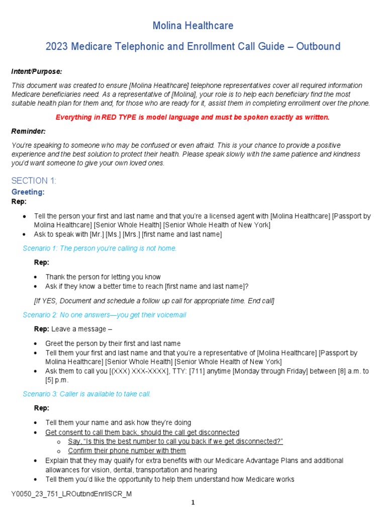 Molina - Medicare Outbound English | PDF | Medicare (United States ...
