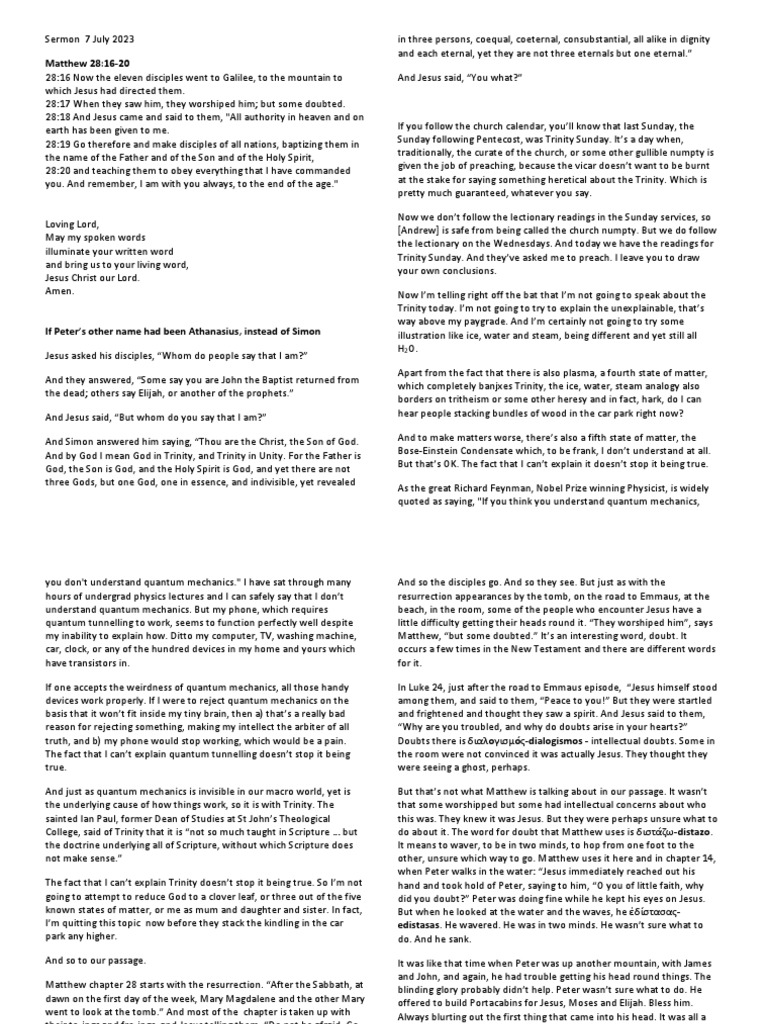 Matthew 28 16-20 | PDF | Jesus | Trinity