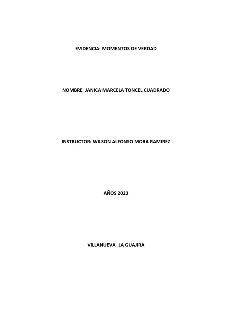 Evidencia Momentos de Verdad | PDF
