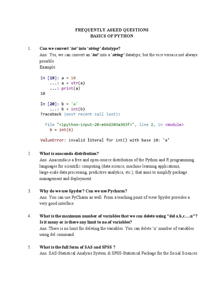 FAQs BASICS OF PYTHON | PDF | Computers